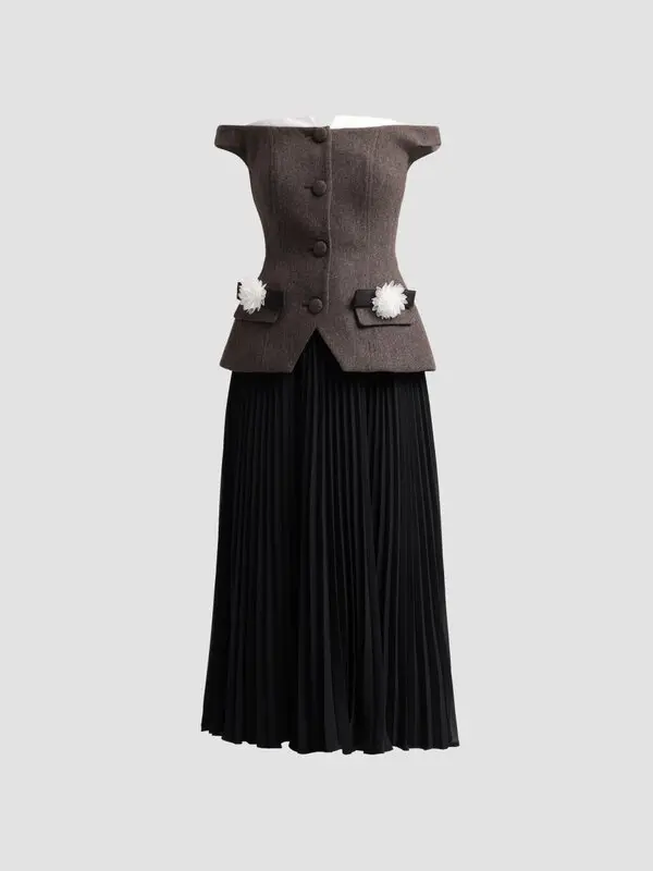 SELF-PORTRAIT Off-the-shoulder Chiffon Midi Dress