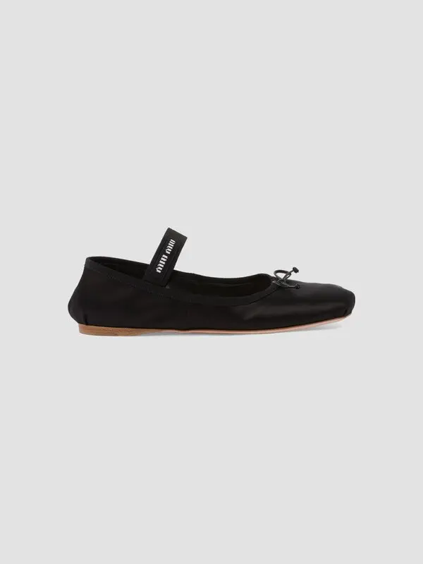 Miu Miu Satin Ballerinas - Black