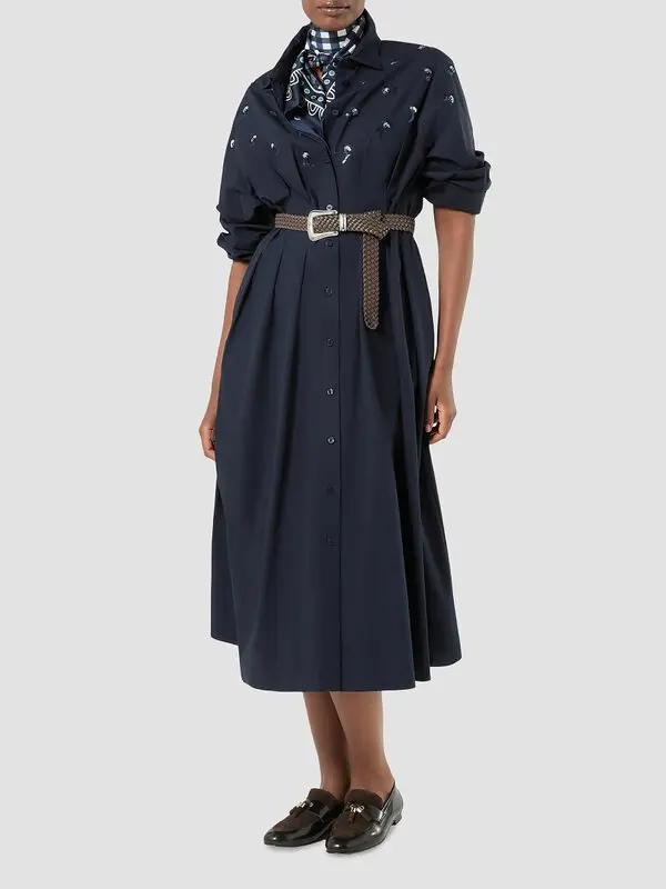 Marina Rinaldi Embroidered Poplin Dress - Ultramarine