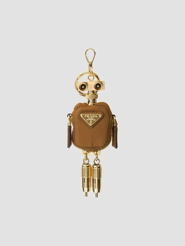 Prada Re-nylon Robot Bag Charm - Brown