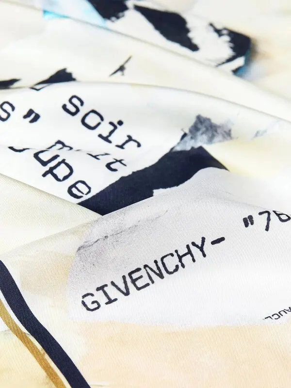 Givenchy Small Square Scarf In Silk With Ripped Papers Print