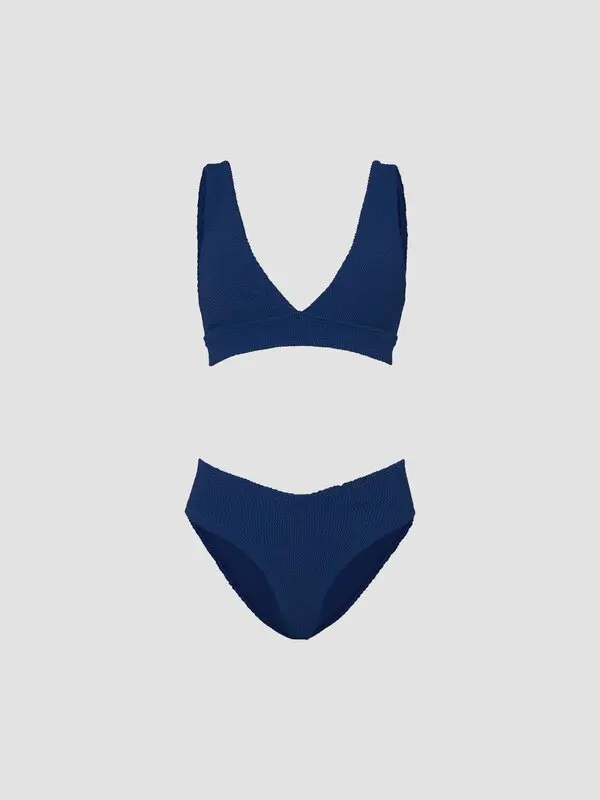 Hunza G Angel Textured Knit Bikini - Navy