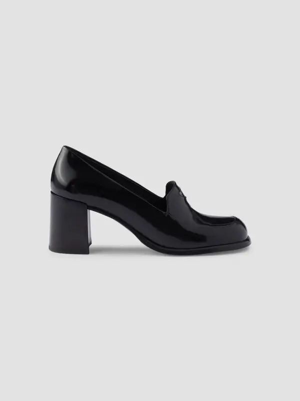 Prada Brushed Leather Loafers - Black