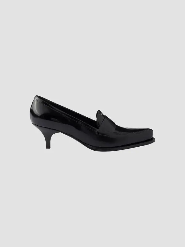 Prada Brushed Leather Loafers - Black