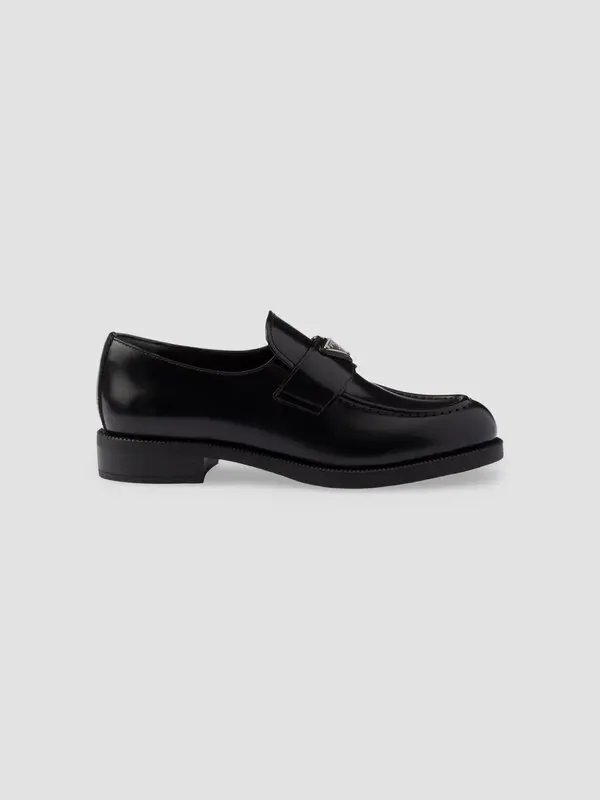 Prada Brushed Leather Loafers - Black