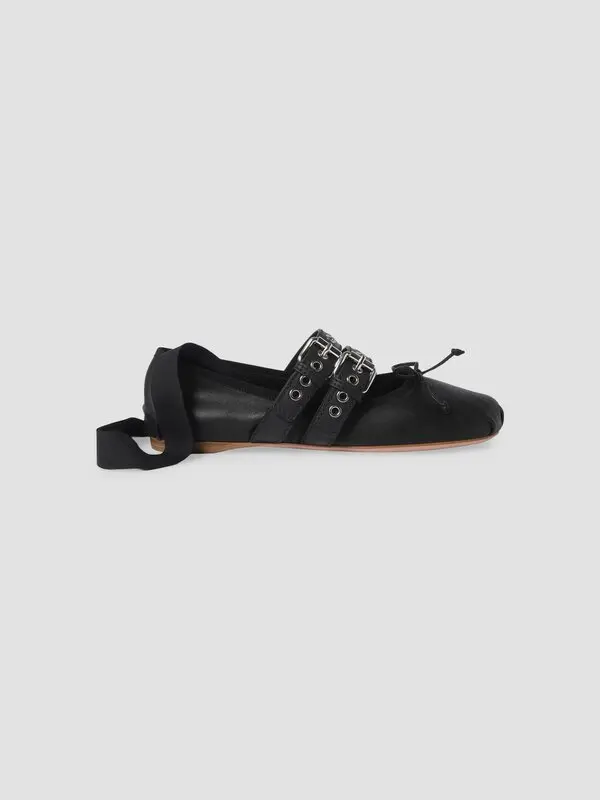Miu Miu Nappa And Calf Leather Ballerinas - Black