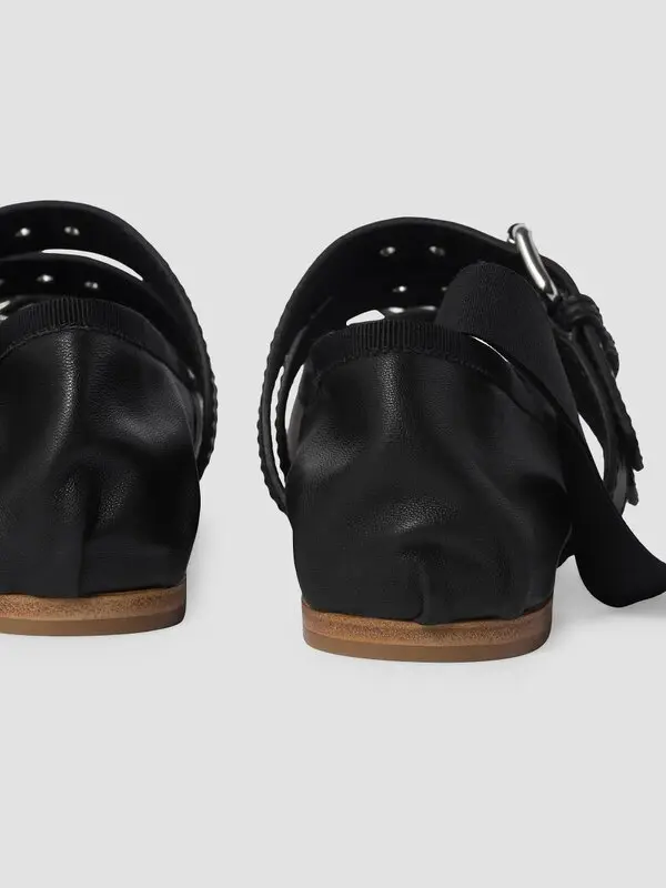Miu Miu Nappa And Calf Leather Ballerinas - Black