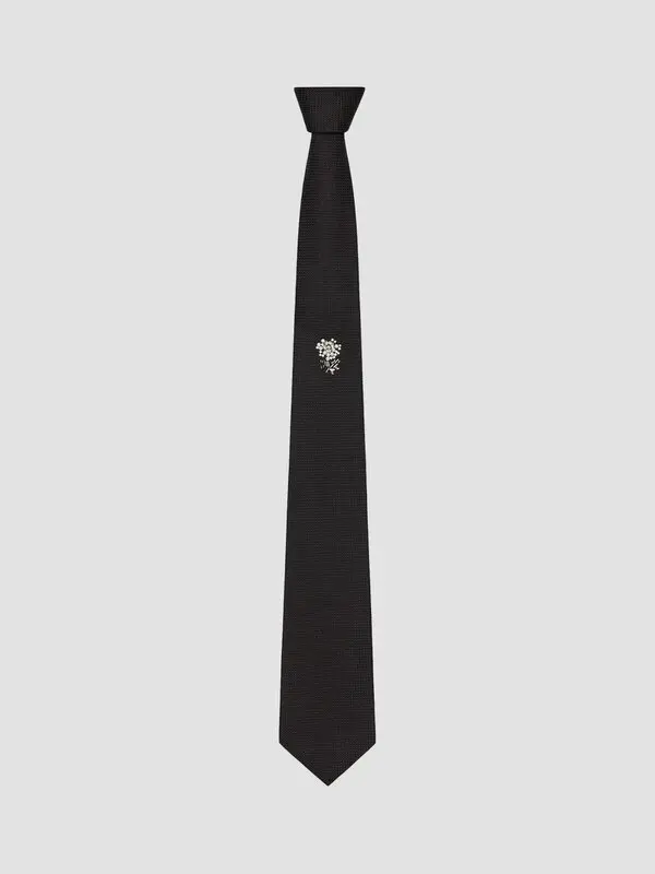 Givenchy Tie In Silk Jacquard With Pearls And Beads Embroidery - Black