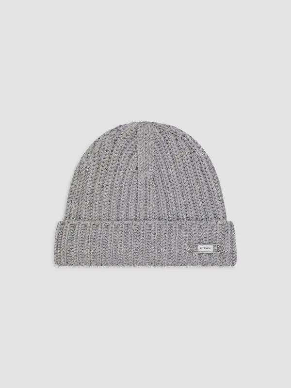 Givenchy Beanie In Wool With Pin - Light Grey