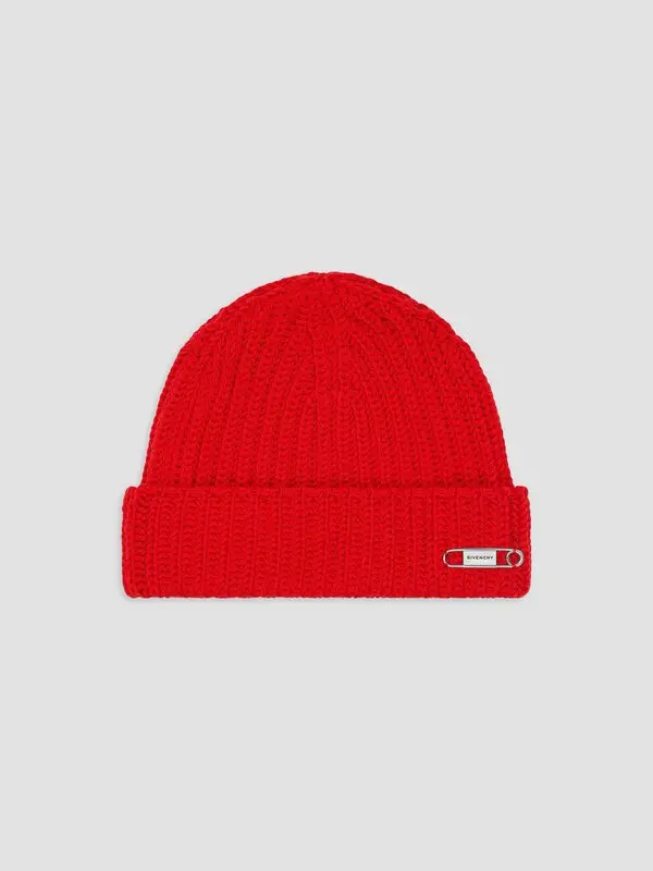 Givenchy Beanie In Wool With Pin - Vermillon