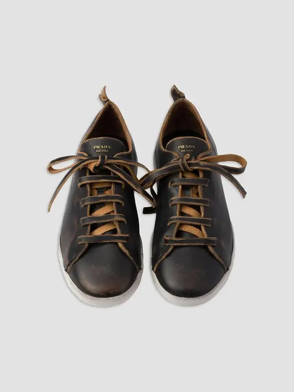 Prada Leather Sneakers - Black