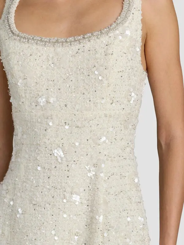 Mac Duggal Sequin Boucle Square-neck Midi-dress
