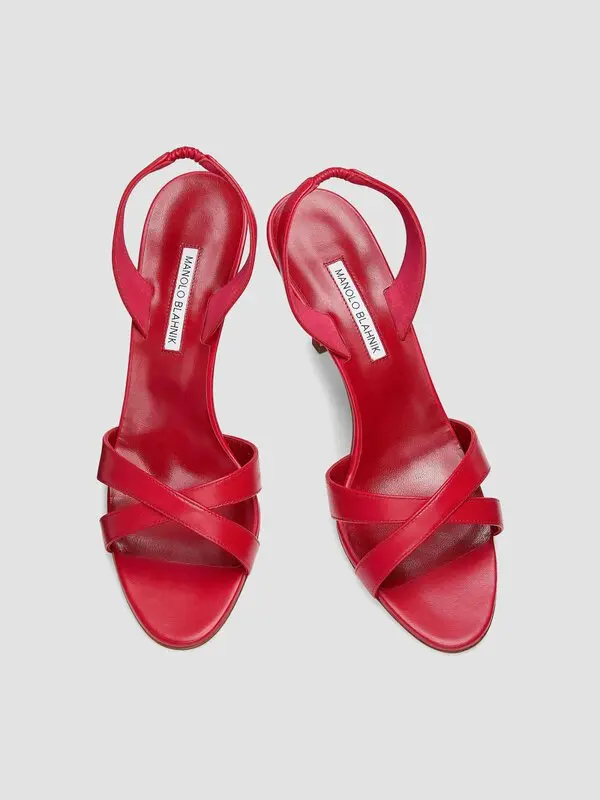 Manolo Blahnik Callasli 90mm Leather Slingback Sandals
