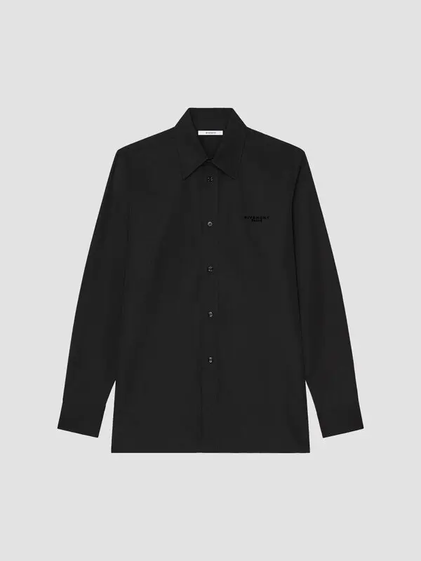 Givenchy Shirt In Poplin With Logo Embroidery - Black