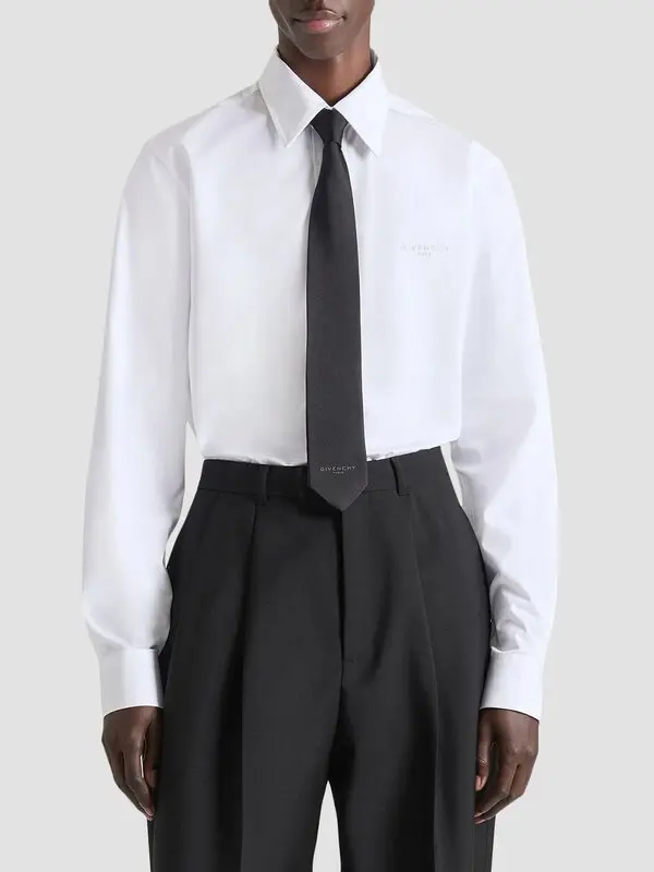 Givenchy Shirt In Poplin With Logo Embroidery - White