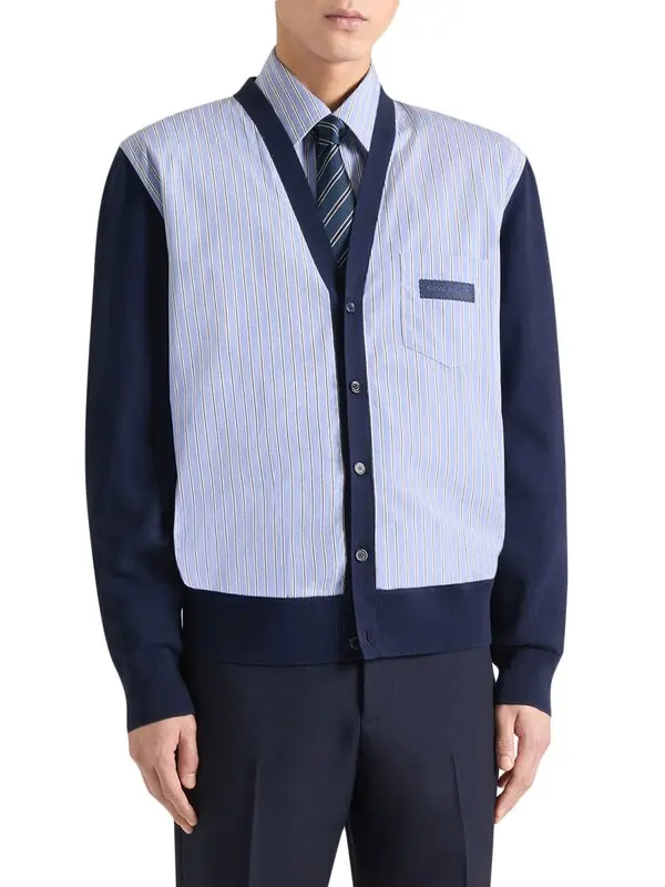 Givenchy Striped Cardigan In Cotton With Gros Grain Detail