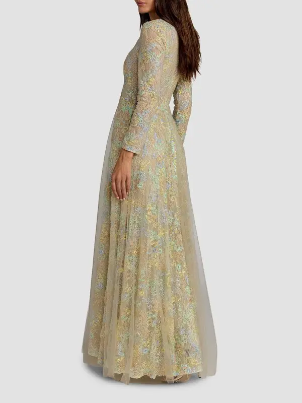 Mac Duggal Embroidered Lace Fit-&-flare Gown