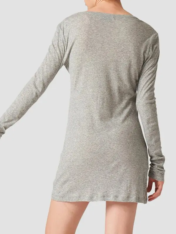 Miu Miu Ribbed Knit Jersey Dress - Grey