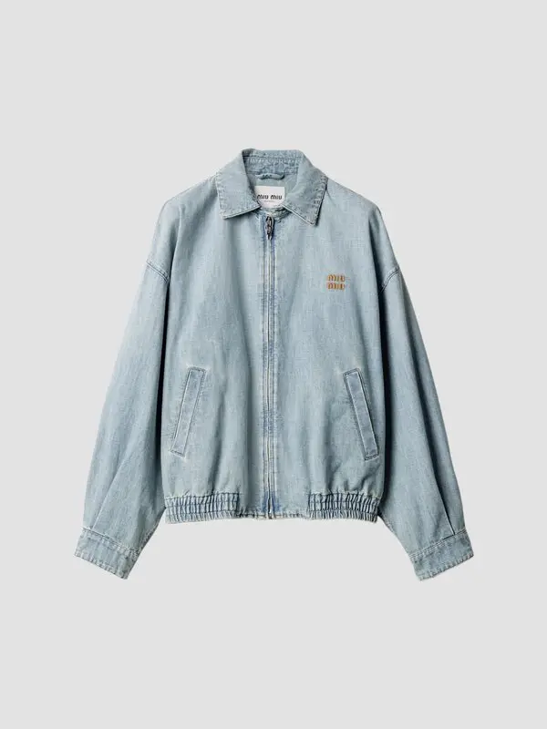 Miu Miu Chambray Blouson Jacket - Blue