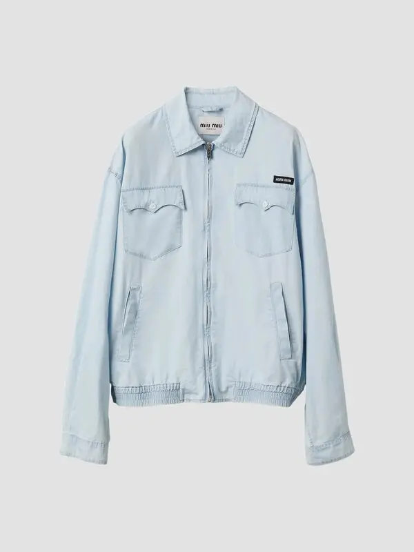 Miu Miu Chambray Blouson Jacket - Blue