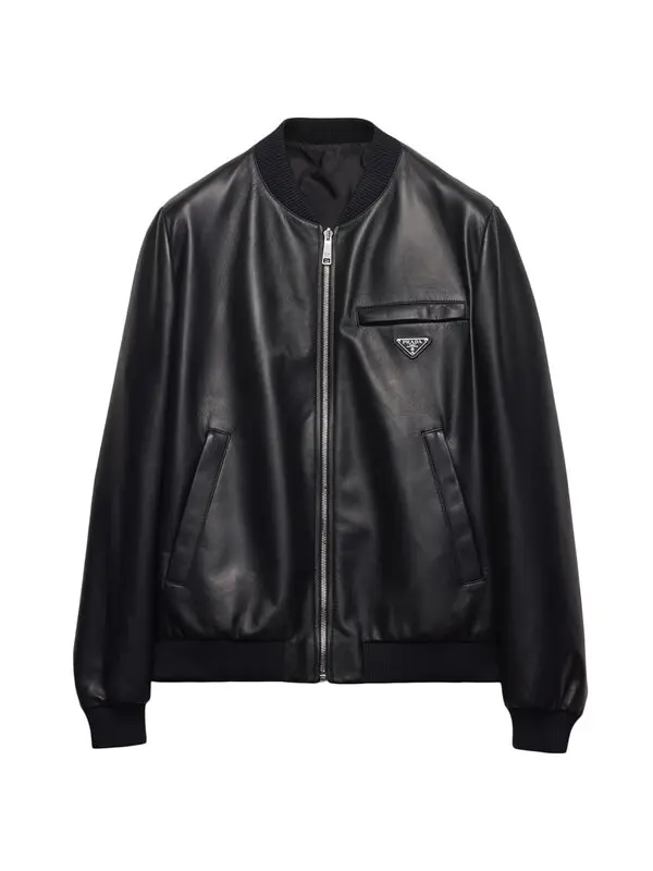 Prada Nappa Leather Bomber Jacket - Black