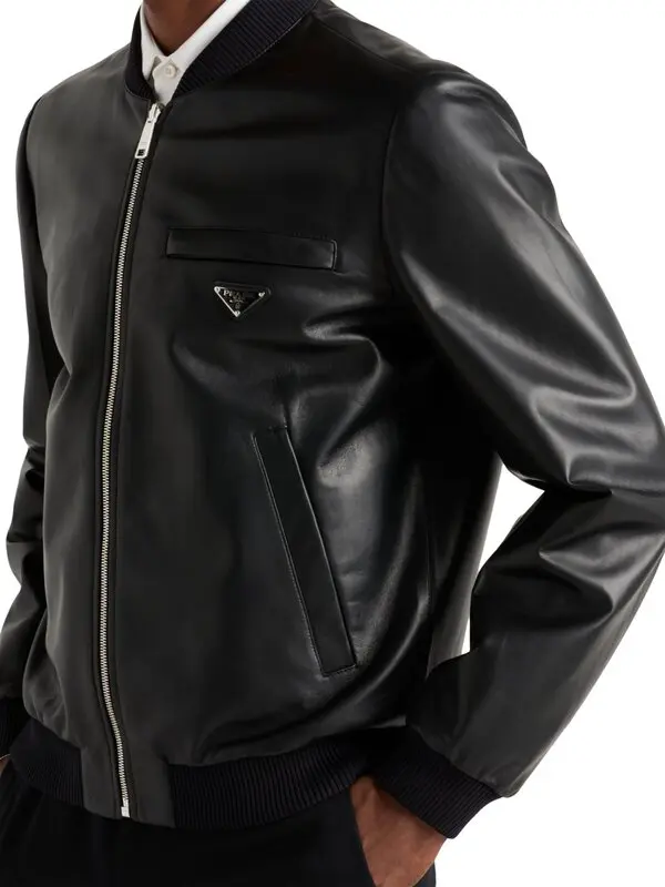 Prada Nappa Leather Bomber Jacket - Black