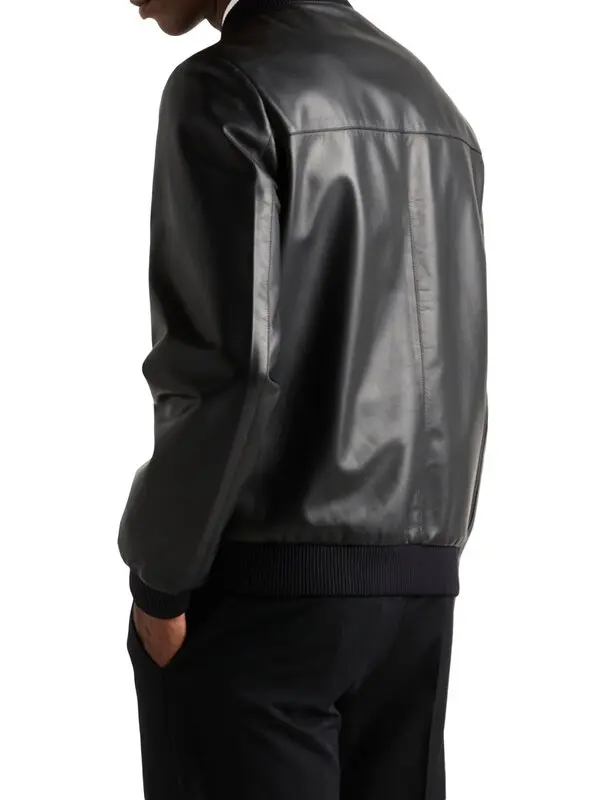 Prada Nappa Leather Bomber Jacket - Black