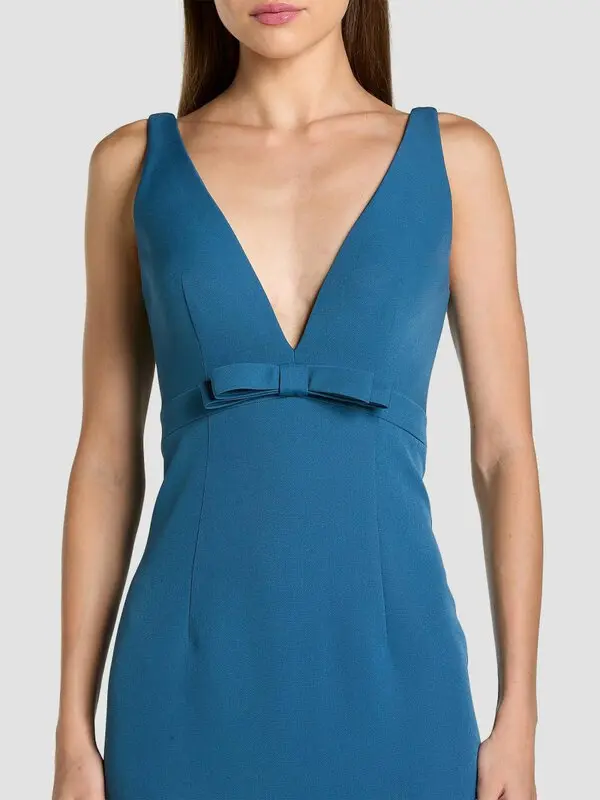 Mac Duggal Bow Crepe Sleeveless Mermaid Gown - Ocean