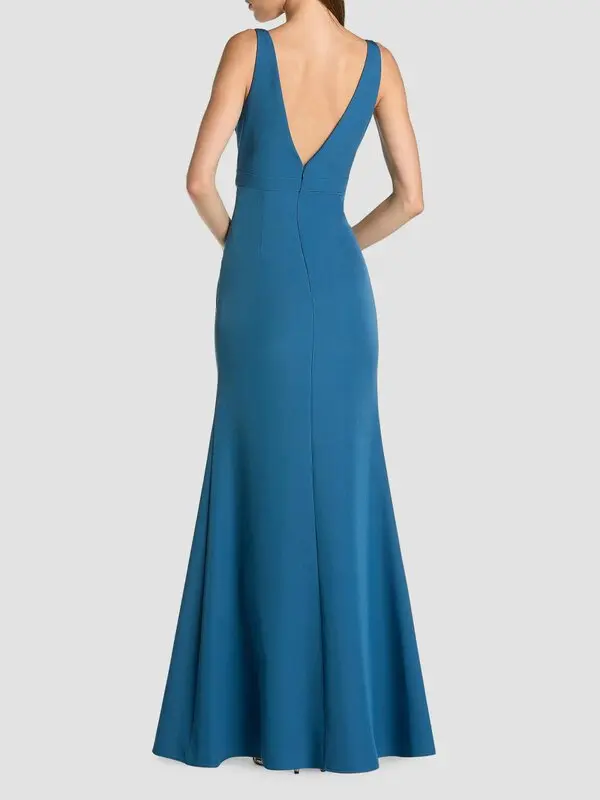 Mac Duggal Bow Crepe Sleeveless Mermaid Gown - Ocean