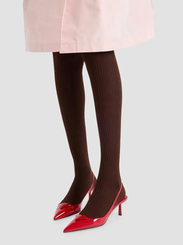 Prada Patent Leather 55mm Slingback Pumps - Red