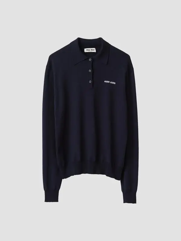 Miu Miu Wool Knit Polo Shirt - Blue