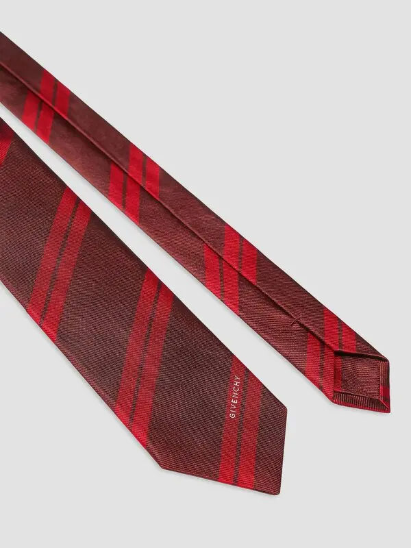Givenchy Double Stripes Tie In Silk Gros Grain - Dark Red