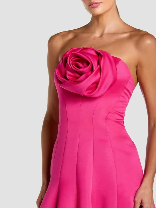 Mac Duggal Rosette Satin Strapless Ball Gown