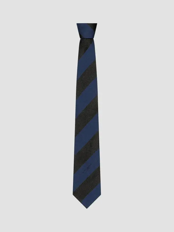 Givenchy Bold Stripes Tie In Silk Gros Grain - Black Navy