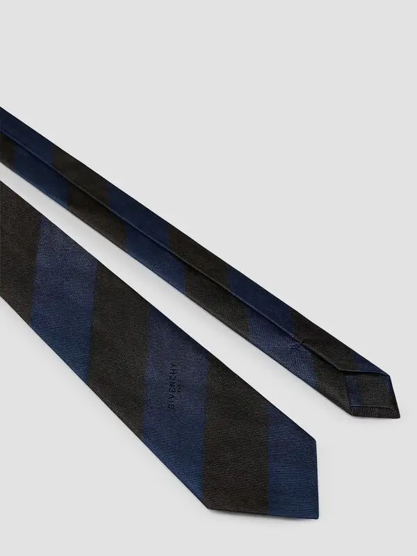 Givenchy Bold Stripes Tie In Silk Gros Grain - Black Navy