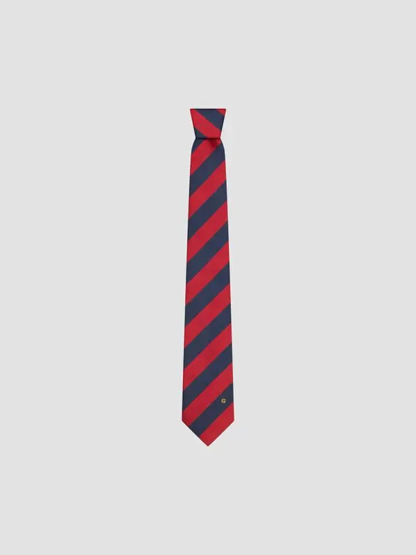Givenchy Bold Stripes Tie In Silk Gros Grain - Navy Red