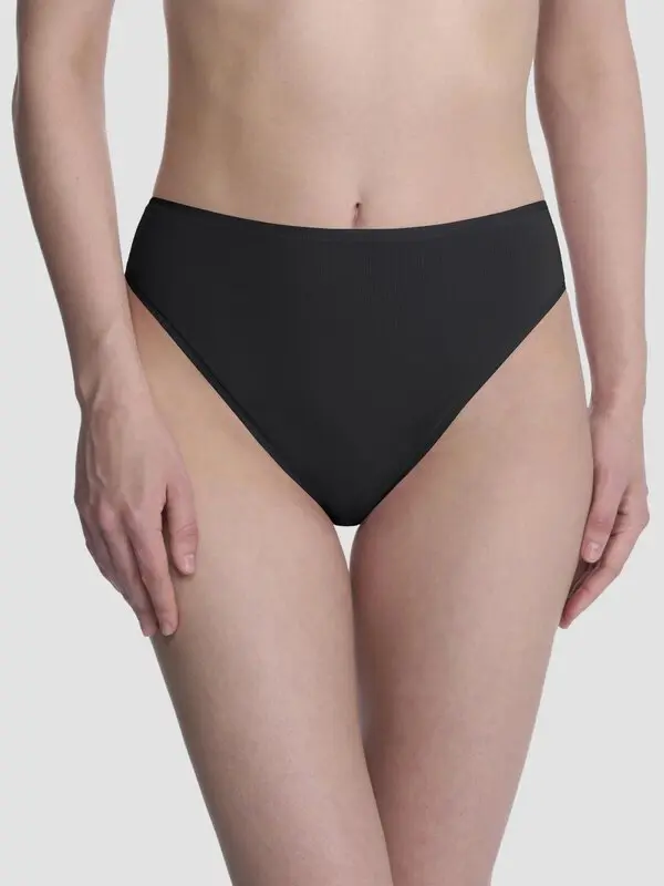 Natori Bliss Bare Cotton High Cut Brief - Black