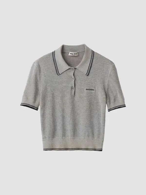 Miu Miu Cotton Jersey Polo Shirt - Grey