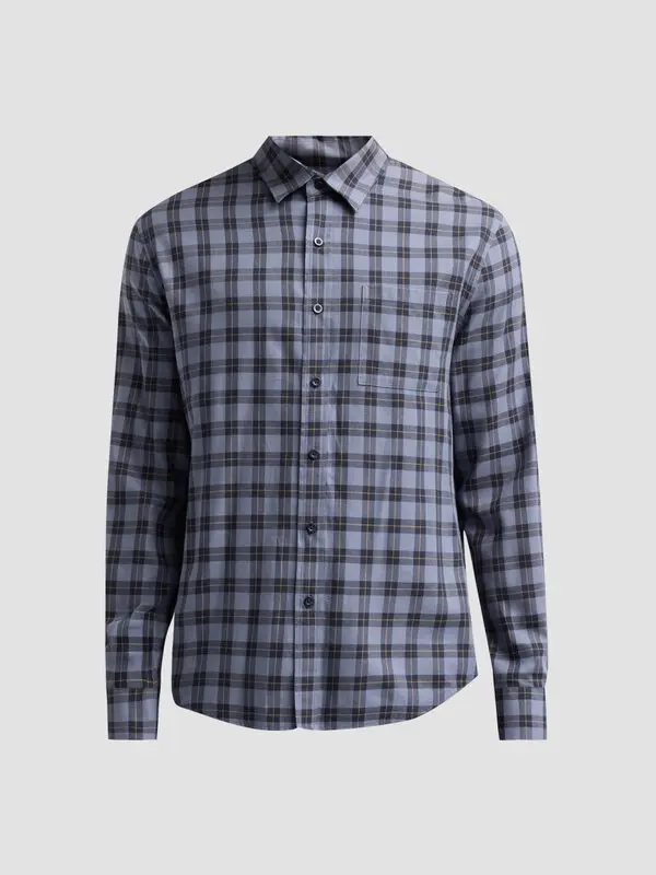 Vince Allen Plaid Cotton Shirt - Blue