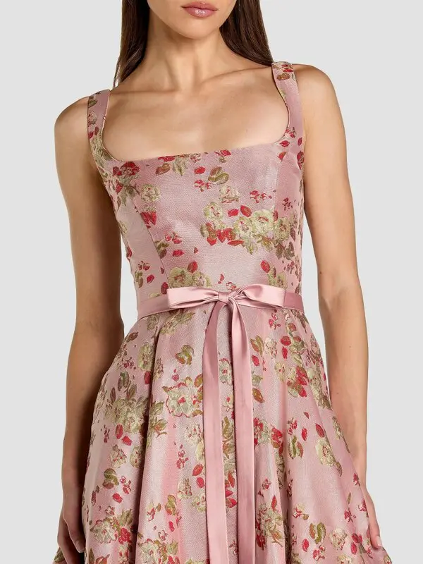 Mac Duggal Floral Brocade A-line Midi-dress
