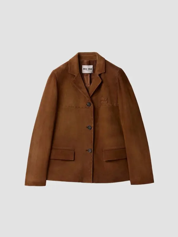 Miu Miu Suede Jacket - Brown