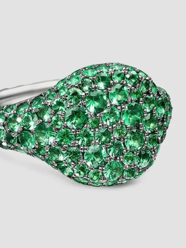 David Yurman Pavé Pinky Ring In 18k White Gold - Emerald