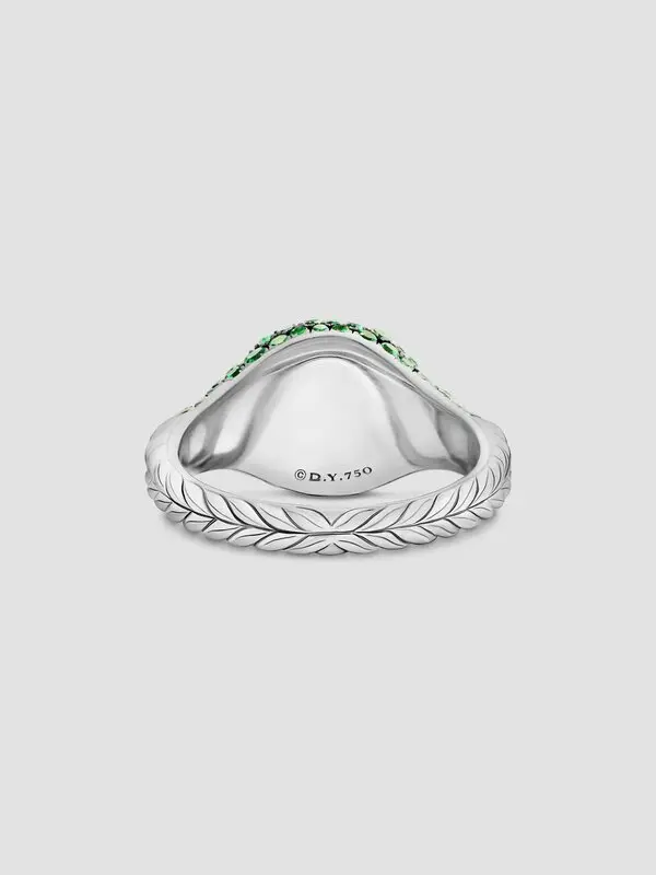 David Yurman Pavé Pinky Ring In 18k White Gold - Emerald