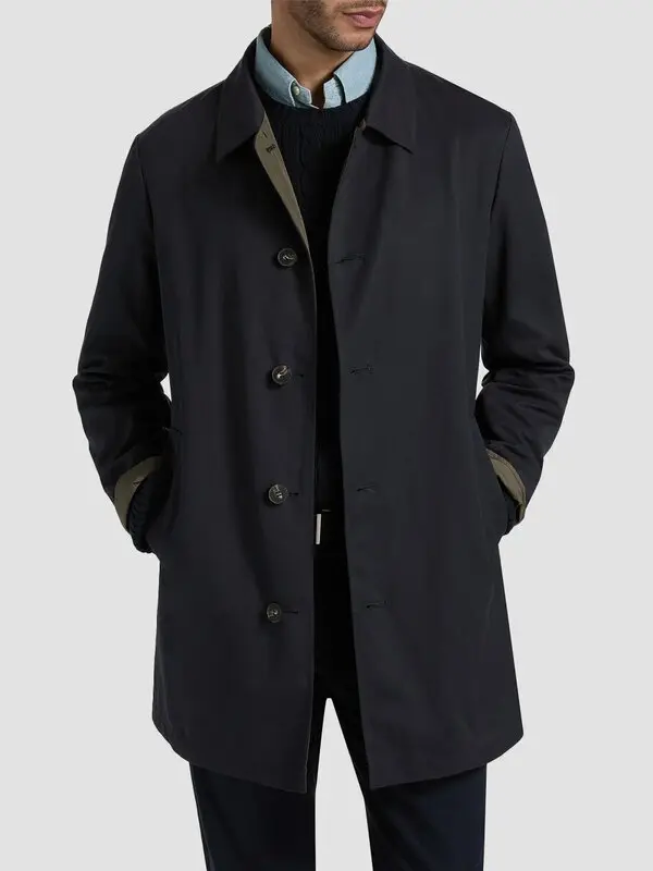 SAKS FIFTH AVENUE Reversible Peach Raincoat - Navy