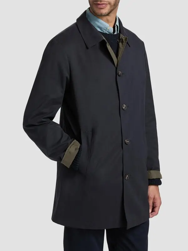 SAKS FIFTH AVENUE Reversible Peach Raincoat - Navy
