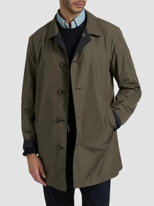 SAKS FIFTH AVENUE Reversible Peach Raincoat - Navy