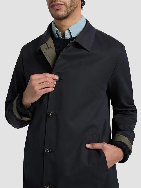 SAKS FIFTH AVENUE Reversible Peach Raincoat - Navy