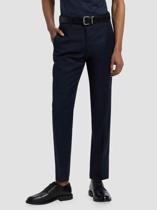 SAKS FIFTH AVENUE Collection Basic Wool Dress Trousers - Navy