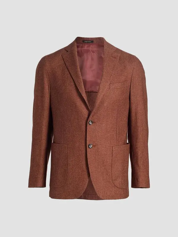 SAKS FIFTH AVENUE Collection Melange Wool-blend Flannel Jacket - Orange Rust