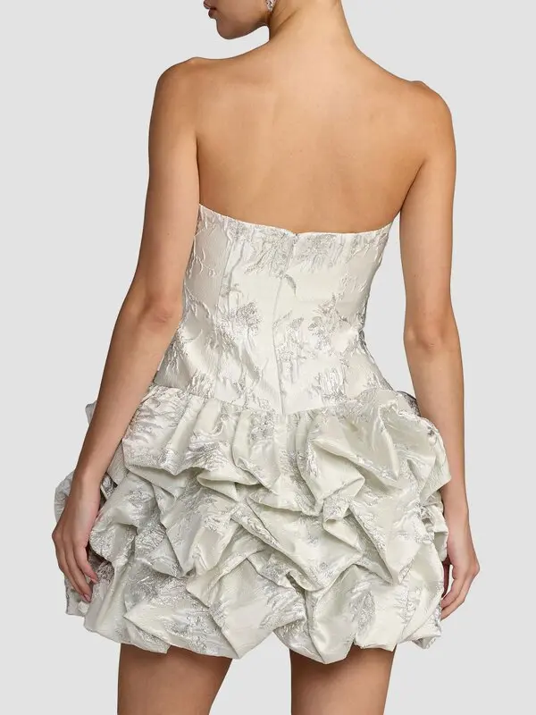 Mac Duggal Brocade Strapless Bubble Hem Minidress